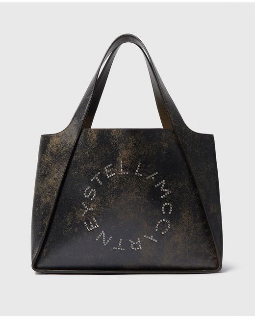 Stella McCartney Logo Large Aged Tote Bag in Black | Lyst