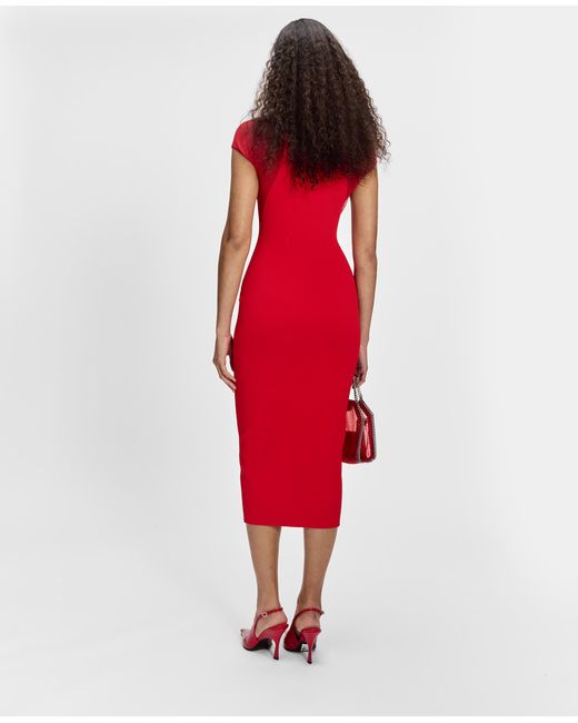 Stella McCartney Miracle Short-Sleeve Compact-Knit Dress, Lipstick in ...