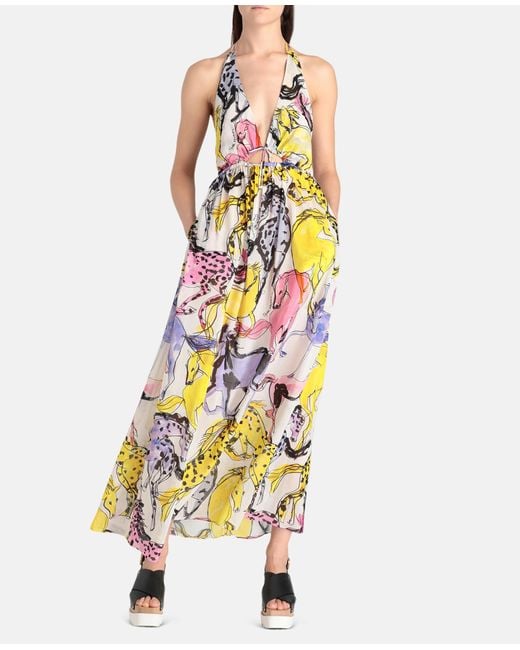 Stella McCartney Cotton Horse Print Dress in Yellow - Lyst