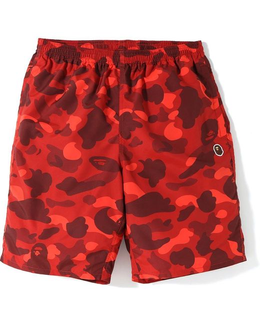 A Bathing Ape Color Camo Beach Shorts in Red for Men - Lyst