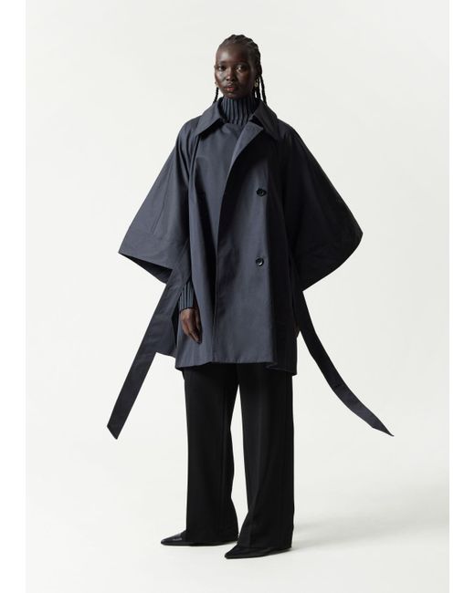 & Other Stories Oversized Trenchcoat Cape in Blue | Lyst