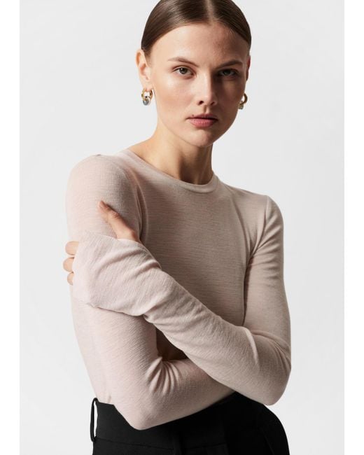 & Other Stories Sheer Wool Top in Natural | Lyst