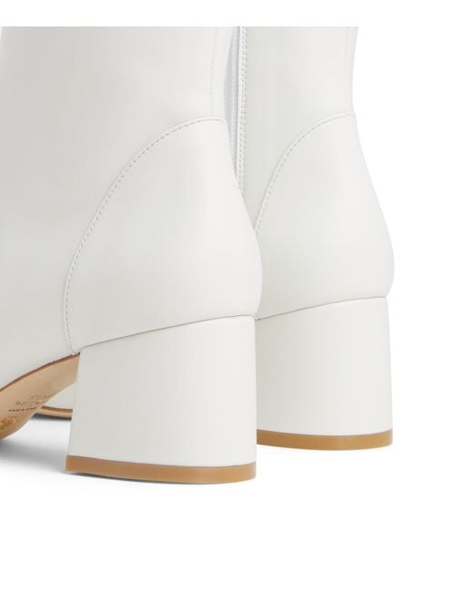 Stuart Weitzman Flareblock 60 Zip Bootie in White | Lyst UK