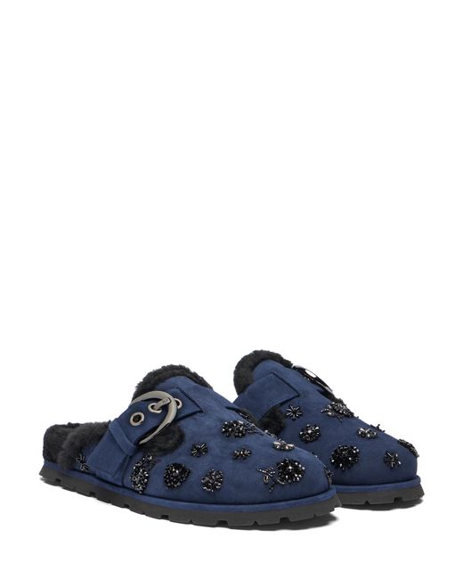 Stuart Weitzman Chrystie Shearling Mule in Blue | Lyst UK
