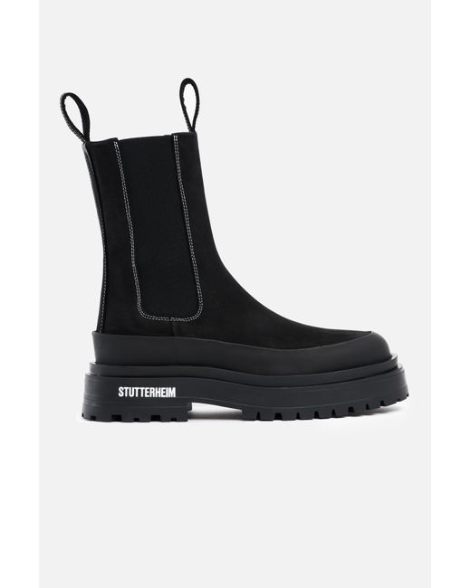 Stutterheim High Walker Nubuck Boots in Black | Lyst
