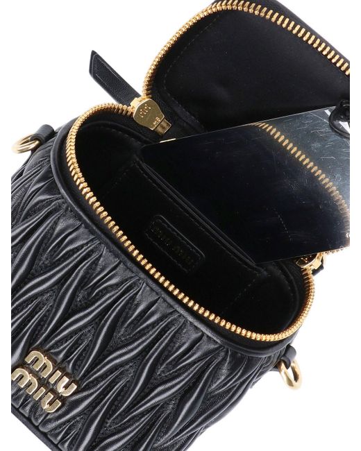 Miu Miu Micro Logo Bag in Black | Lyst