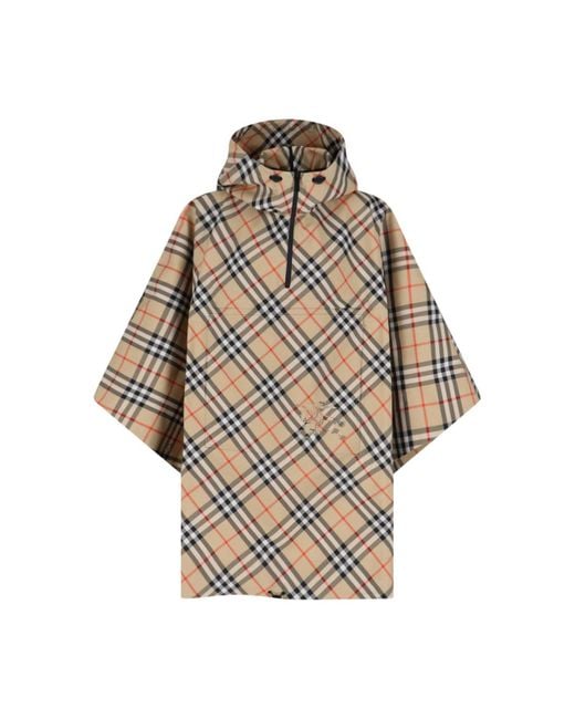 Burberry Waterproof With Hood "Check" in Natural | Lyst