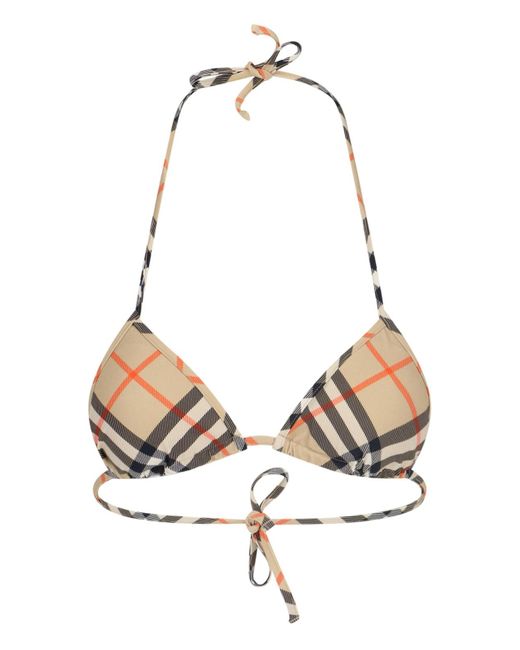 Burberry "check" Bikini Top in White | Lyst UK