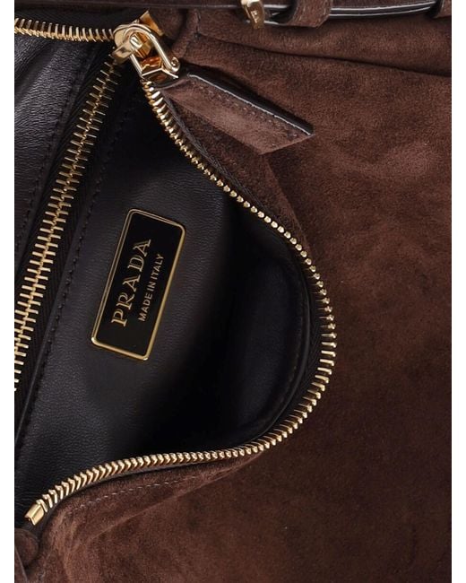 Prada Shoulder Bag Logo in Brown | Lyst UK