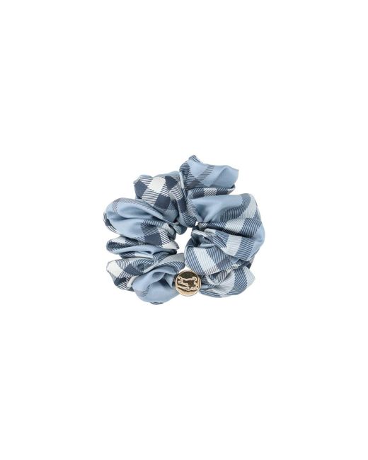 Burberry Silk Scrunchie Check in Blue | Lyst UK