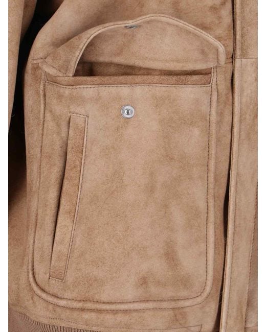 Prada Sheepskin And Shearling Suede Jacket in Brown | Lyst UK