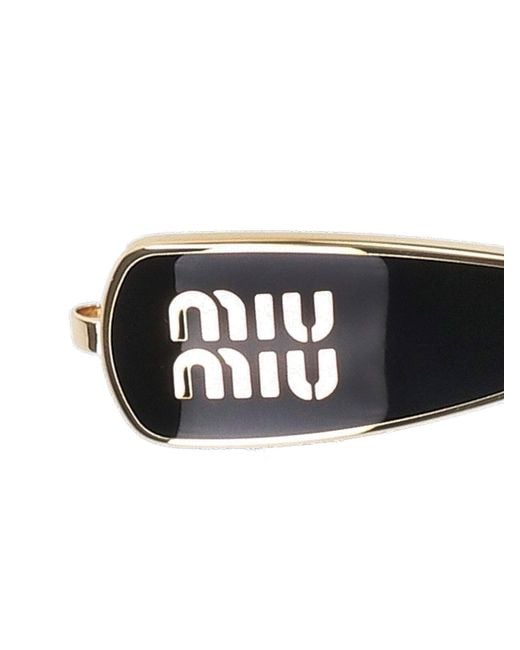 Miu Miu Logo Clip in White | Lyst UK
