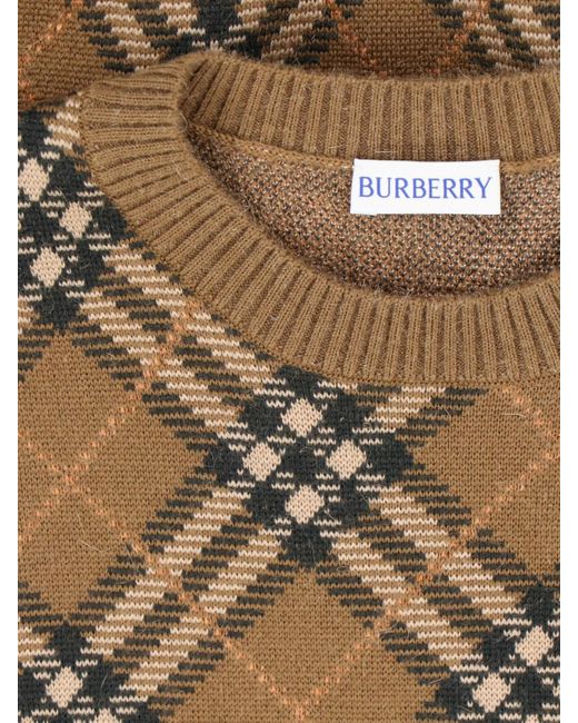 Burberry Classic 'check' Sweater in Brown | Lyst