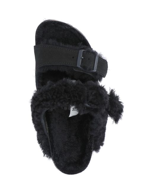 Birkenstock 'arizona Teddy Split' Sandals in Black | Lyst