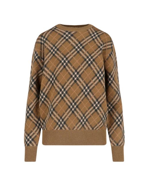 Burberry Classic 'check' Sweater in Brown | Lyst