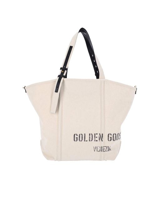 Golden Goose Logo Tote Bag in Natural | Lyst UK