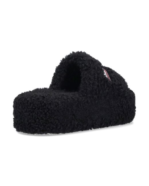 Balenciaga Slide "Furry Platform" in Black | Lyst UK