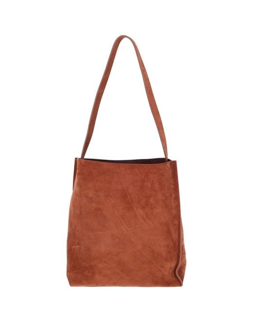 Marni Suede Logo Tote Bag in Brown | Lyst UK