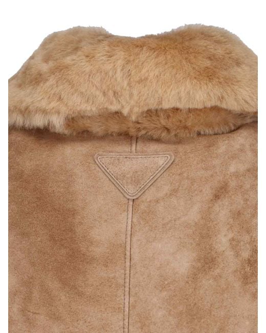 Prada Sheepskin And Shearling Suede Jacket in Brown | Lyst UK