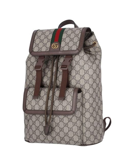 Gucci Small Backpack "ophidia" in Gray for Men | Lyst