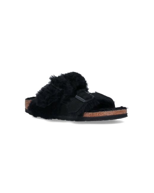 Birkenstock 'arizona Teddy Split' Sandals in Black | Lyst