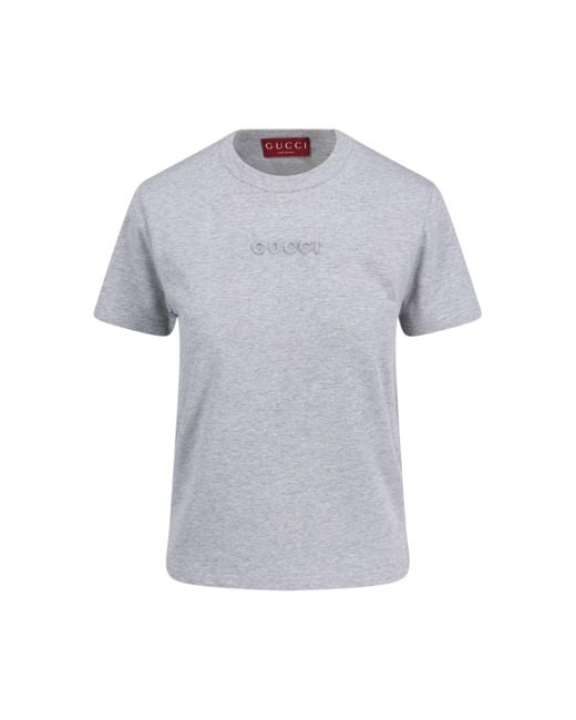 Gucci Logo T-shirt in Gray | Lyst