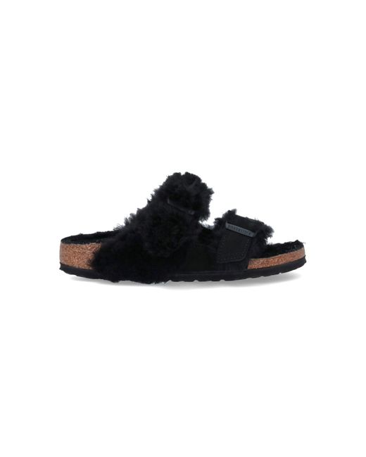 Birkenstock 'arizona Teddy Split' Sandals in Black | Lyst