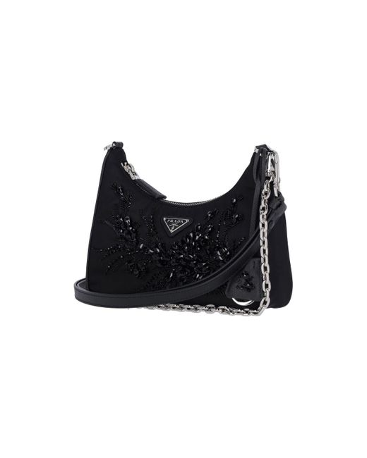 Prada Re-Edition 2005' Rhinestone Crossbody Bag in Black | Lyst