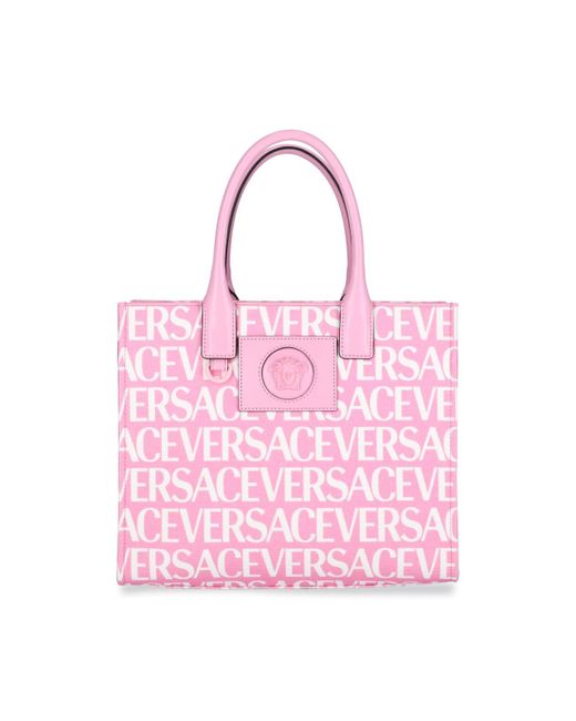 Versace Logo Tote Bag in Pink | Lyst