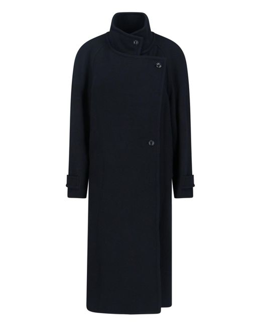 Low Classic Wool Twill Coat in Blue | Lyst UK