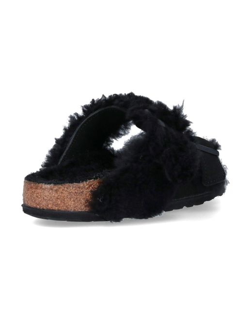 Birkenstock 'arizona Teddy Split' Sandals in Black | Lyst