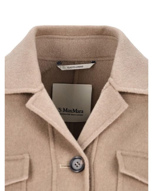 Max Mara Virgin Wool Jacket Fiero in Natural | Lyst UK