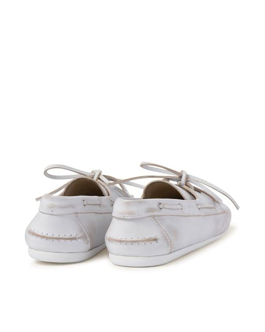 Miu Miu Unlined Leather Loafers in White | Lyst