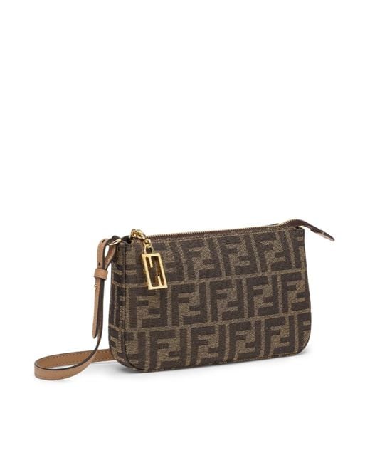 Fendi Pouch Baguette With Chain ??In Ff Jacquard Fabric in Brown | Lyst UK