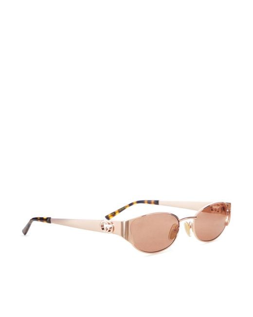 Gucci Gold-toned Oval Sunglasses in Pink | Lyst UK