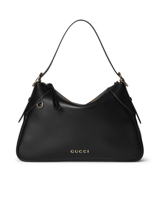 Gucci Gg Emblem Shoulder Bag Large Size in Black | Lyst