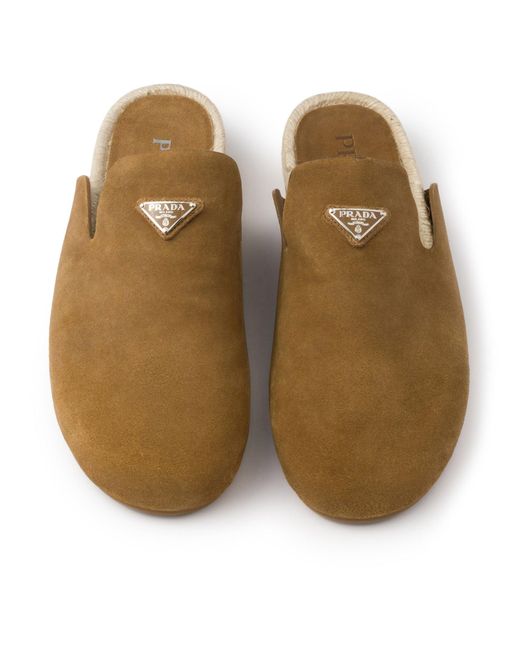 Prada Suede Clogs in Brown for Men | Lyst