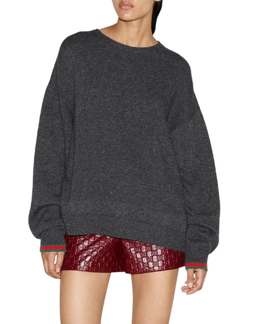Gucci Wool And Cashmere Sweater in Gray | Lyst