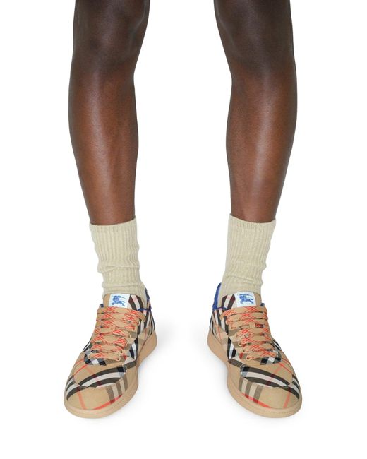 Burberry Checked Box Sneakers in Brown for Men | Lyst