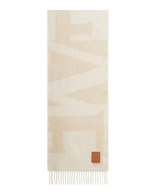 Loewe Cashmere Jacquard Logo Scarf in White | Lyst UK