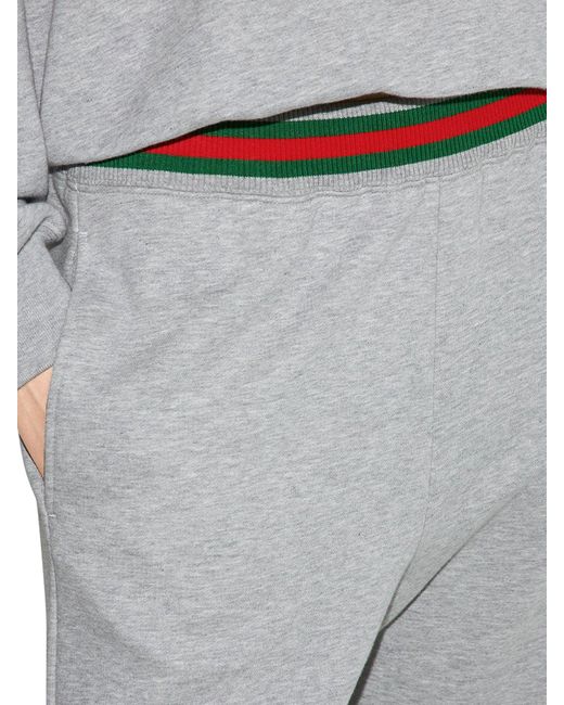 Gucci Cotton Jersey Jogging Pants With Web Detail in Gray | Lyst