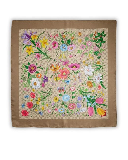 Gucci Silk Twill Scarf With Gg Print in Green | Lyst UK