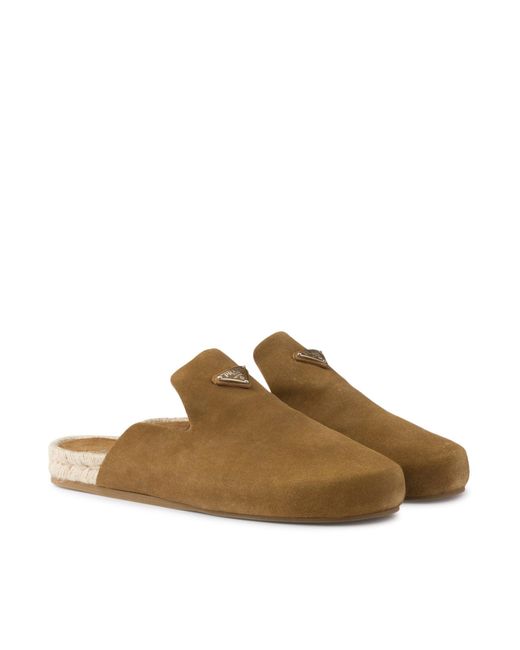 Prada Suede Clogs in Brown for Men | Lyst