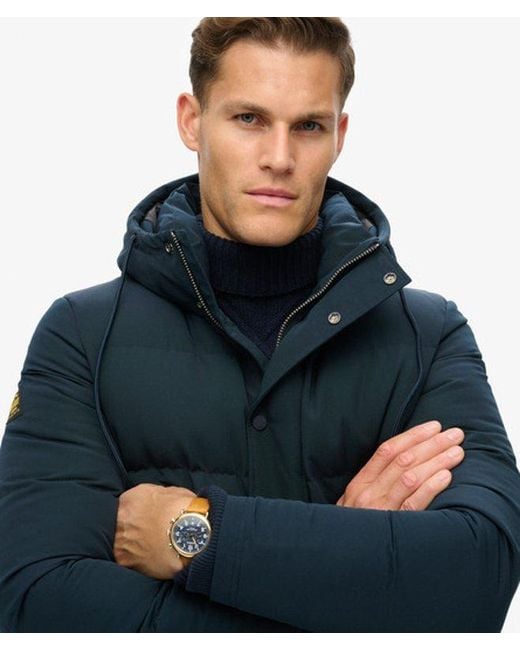 Superdry Classic Quilted Everest Short Hooded Puffer Jacket in Blue for ...