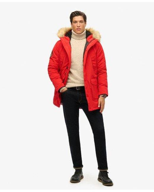 Superdry Everest Parka Coat in Red for Men | Lyst