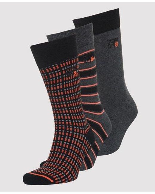 Superdry Boxed City Sock Triple Pack Dk/ Pattern in Black for Men | Lyst