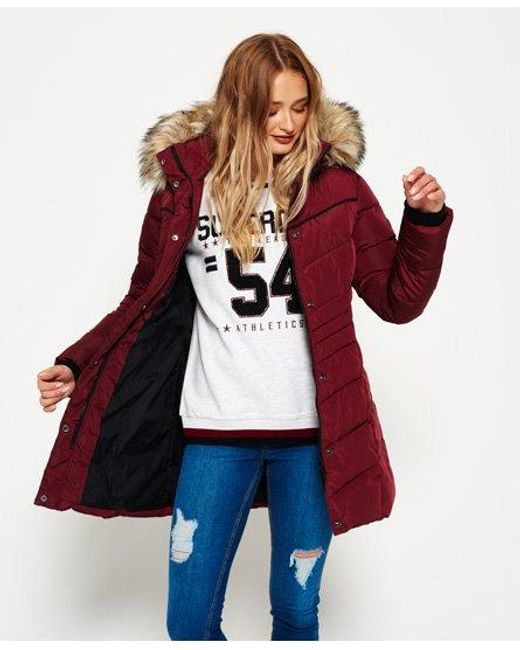 Superdry Glacier Parka Jacket Berry in Red | Lyst