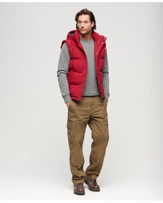 Superdry Everest Hooded Puffer Gilet in Red for Men | Lyst