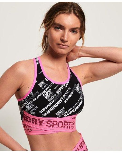 Superdry Core Cross Bra Mono Diagonal Logo in Pink | Lyst