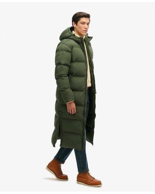 Superdry Extra Long Puffer Coat in Green for Men | Lyst